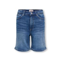 Jeansbermudas KIDS Only "KOGJUICY HW LONG SHORTS DNM AZG", Jungen, Gr. 152, N-Gr, medium blau denim, Denim/Jeans, Obermaterial: 99% Baumwolle, 1% Elasthan, unifarben, regular fit kniefrei, Jeans Jeansbermudas