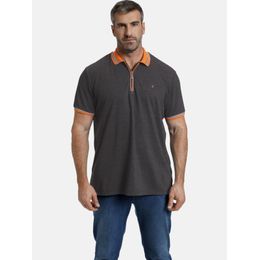 Poloshirt CHARLES COLBY "Poloshirt EARL PAT", Herren, Gr. XXL, grau (dunkelgrau melange), Obermaterial: 60% Baumwolle CO. 40% Polyester COOLMAX PES(Coolmax)., Shirts Poloshirt