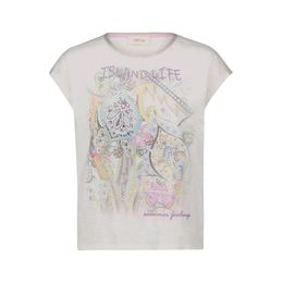 Rundhalsshirt Cartoon "Rundhals-Shirt mit Placement", Damen, Gr. 46, wei&szlig; (patch cream, ros&eacute;), Obermaterial: 100% Baumwolle CO., Shirts Rundhalsshirt