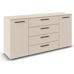 Kombikommode Rauch "Sideboard Schubkommode Kommode MONTCLAR Front Dekor/Hochglanz/Glas", beige (champagner), griffe graphit, B:160cm H:81cm T:42cm, Holzwerkstoff, Sideboards, Kombikommode, 2-t&uuml;rig, 4 ger&auml;umige Schubladen, viele Griffvarianten MADE IN GERMANY