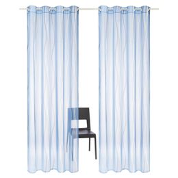 Gardine OTTO HOME "Dimona" Gr. 3, blau, B:140cm H:225cm, Voile, Polyester, Gardinen, Gardine, 2er-Set, transparent, Voile, Polyester