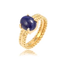 Silberring Elli Premium "Ring Labis Lazuli Edelstein Oval 925 Silber" Gr. 54, gold, Fingerringe, Damen, 54, Silber 925 (Sterlingsilber), Silberring