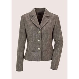 Madeleine Mode Jackenblazer MADELEINE "Kurzblazer Taillierter Businessblazer mit Reverskragen", Damen, Gr. 38, wei&szlig; (cappuccino, wollwei&szlig;, melange), Obermaterial: 42% Wolle mw. 30% Polyester PES. 15% Baumwolle CO. 9% Polyamid PA. 4% sonstige Fasern AF., Modern, Blazer Jackenblazer, Italienische Garnmischung