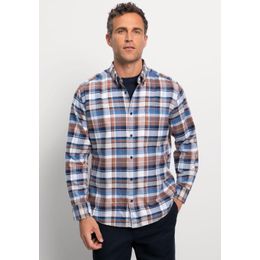 Langarmhemd OLYMP "Casual", Herren, Gr. 3XL, N-Gr, blau (marine), Web, Obermaterial: 100% Baumwolle, eingesetzt Manschette, Hemden Langarmhemd, im Karodessin, Button-down-Kragen