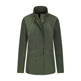 Kurzjacke GOLDNER "Kurzgr&ouml;&szlig;e Outdoor-Jacke mit Kontrastn&auml;hten", Damen, Gr. 20, gr&uuml;n (khaki), Obermaterial: 100% Polyester PES., gerade, Jacken Kurzjacke, Konztrastn&auml;hte, RV Taschen