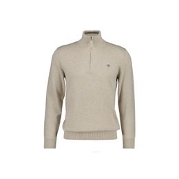 Sweater Gant "Strickpullover CLASSIC COTTON HALF ZIP", Herren, Gr. XL, beige (beige oat melange), Obermaterial: 100% Baumwolle CO., Sweatshirts Sweater