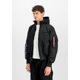 Bomberjacke Alpha Industries "MA-1 D-Tec Sleeve Embroidery", Herren, Gr. M, schwarz (schwarz, reflective), Obermaterial: 100% Nylon, Futter: 100% Nylon, Kapuze: 75% Baumwolle, 25% Polyester, F&uuml;llung: 100% Polyester, Jacken Bomberjacke