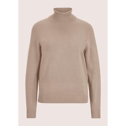 Madeleine Mode Longpullover MADELEINE "Strickpullover Schmaler Feinstrickpullover", Damen, Gr. 40/42, beige (beige, melange), Obermaterial: 70% Viskose CV. 30% Polyamid PA., Modern, normal, Pullover Longpullover, Feinstrick