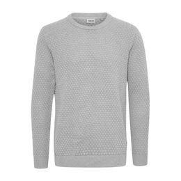 !Solid Strickfleece-Pullover SOLID "Strickpullover SDClive", Herren, Gr. L, grau (light grau melange), Obermaterial: 100% Baumwolle CO., Pullover Strickfleece-Pullover
