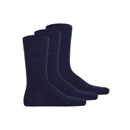 Kurzsocken Bugatti "Socken 3er Pack", Damen, Gr. 39-42, blau (dunkelblau), Obermaterial: 78% Baumwolle CO. 20% Polyamid PA. 2% Elasthan EL., Socken Kurzsocken