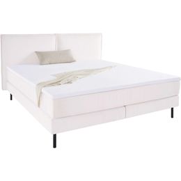 Bett "ERIK Boxbett mit Bonnell-/Taschen-Federkernmatratze, Breite 160/180cm", creme, B:200cm H:113cm L:209cm, 95% Polyester, 5% Nylon, LeGer Home by Lena Gercke, Betten, Bett, wahlweise H&auml;rtegrad der Matratze H2/H3/H4, Polsterbett mit/ohne Topper