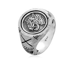 Siegelring HAZE & GLORY "Ring Siegelring - Tiger 925 Silber" Gr. 62, silber, Fingerringe, Herren, 62, ohne Stein, Silber 925 (Sterlingsilber), 20mm, Siegelring