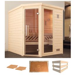Sauna Weka "Turku Eck 1", beige (natur), ohne Ofen, (ohne Ofen), Saunen, Sauna, ohne Ofen