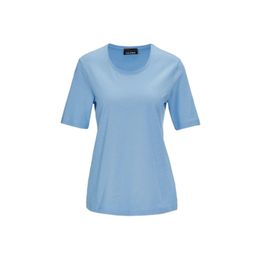 Langarm-Poloshirt GOLDNER "Basic Baumwollshirt mit kurzem Arm", Damen, Gr. 52, blau (hellblau), Obermaterial: 100% Baumwolle CO., normal, Sonstiges, Shirts Langarm-Poloshirt, Ohne