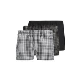 Jack & Jones Webboxer JACK & JONES "Web-Boxershorts JACMILANO WOVEN BOXERS 3 PACK 3er Pack", Herren, Gr. L, schwarz (schwarz, grau), Obermaterial: 100% Baumwolle CO., Unterhosen Webboxer