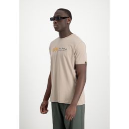 T-Shirt Alpha Industries "Alpha Label T-Shirt", Herren, Gr. M, beige (vintage sand), Obermaterial: 100% Baumwolle, Shirts T-Shirt