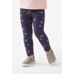 Leggings happy girls, M&auml;dchen, Gr. 140, N-Gr, blau (navy), Jersey, Obermaterial: 60% Polyester, 35% Baumwolle, 5% Elasthan, bedruckt, slim fit kn&ouml;chellang, Hosen Leggings, im tollen Alloverprint, Basic-Form