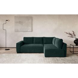 Ecksofa COTTA "Giro L-Form, Ottomane, Breite 252 cm", hunter, B:252cm H:86cm T:170cm, Sofas, Ecksofa, wahlweise mit Bettkasten und Trendbezug CORD
