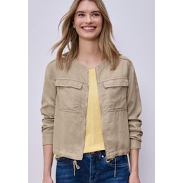 Kurzjacke Street One, Damen, Gr. 40, safari beige, Web, Obermaterial: 100% Lyocell, unifarben, regular fit normal, Rundhals, Jacken Kurzjacke, mit elastischem Bund und Tunnelzug