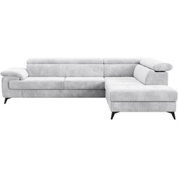 Ecksofa COTTA "Astra L-Form, B: 286 cm", stone, B:286cm T:236cm, 95% Polyester (PES) 5%Polyamid (PA), Sofas, Ecksofa, mit Kopfteilverstellung, optional Bettfunktion & Bettkasten