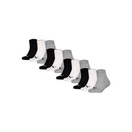 Sneakersocken Puma "Socken Plain Quarter 12P 12er Pack", M&auml;dchen, Gr. 39-42, bunt (schwarz, wei&szlig;, grau), Obermaterial: 71% Baumwolle CO. 14% Polyamid PA. 13% Polyester PES. 2% Elasthan EL., Socken Sneakersocken