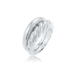 Ring-Set Elli Premium "Ring Gedreht Bandring Classic (2 tlg) Set 925 Silber" Gr. 56, silber, Fingerringe, Damen, 56, ohne Stein, Silber 925 (Sterlingsilber), 5mm, Ring-Set