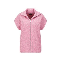 Kurzweste GOLDNER "Melierte Weste mit Rei&szlig;verschluss", Damen, Gr. 44, rosa (ros&eacute;), Obermaterial: 76% Polyester PES. 15% Polyamid PA. 6% Schurwolle WV. 3% Elasthan EL., Modisch, Westen Kurzweste, Umlegekragen kann hochgeschlossen werden