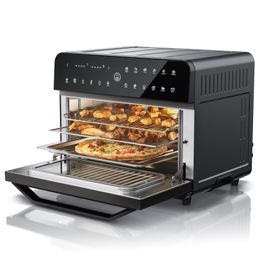 arendo Hei&szlig;luftfritteuse 1800 Watt, Minibackofen, Airfryer, 25L, Edelstahl, Pizzaofen, 4 Ebenen, Mini Backofen mit Umluft, Timer, 12 Programme