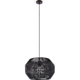 Paco Home Pendelleuchte "Hugo Yago", schwarz, &Oslash; 35cm H: 24cm, Leuchten, Wohnzimmer Esszimmer Rattan Optik Boho Lampenschirm Papier Modern, Pendelleuchte