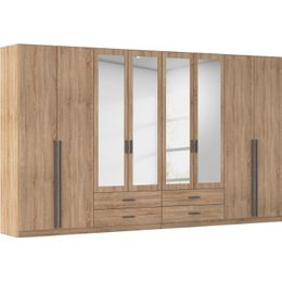 Kleiderschrank Rauch "Schrank Garderobe Ankleide GAMMA Breiten 91/136/181/226/271/315/360 cm", eiche sonoma, griffstangen graumetallic, B:360cm H:210cm T:54cm, Holzwerkstoff, Schr&auml;nke, Kleiderschrank, verschiedene Griff-Varianten, mit Spiegel TOPSELLER MADE IN GERMANY