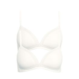 Triangel-BH LISCA "2er Pack Triangel BH ohne B&uuml;gel Ines", Damen, Gr. 70, Cup C, beige (cream), Spitze, Obermaterial: 95% Baumwolle CO. 5% Elasthan EL., BHs Triangel-BH