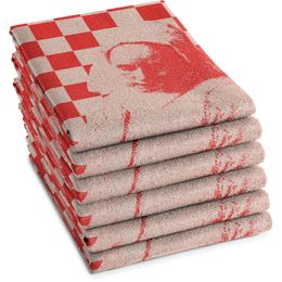 Geschirrtuch DDDDD "DDDDD Milk Maid Geschirrtuch Rot (6er-Pack)", rot, B:50cm L:55cm, 100% Baumwolle, Geschirrt&uuml;cher, Geschirrtuch, schnell trocknend, 100% Baumwolle, mit klassischem Motiv