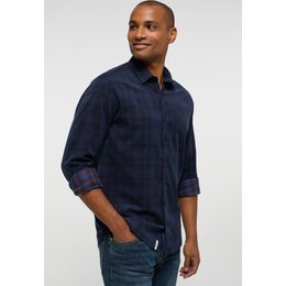 Langarmhemd Eterna "REGULAR FIT", Herren, Gr. L, US-Gr&ouml;&szlig;en, transparent (dunkelblau), Cord, 70% cotton, 30% Lyocell, normal, Manschette, Hemden Langarmhemd