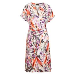 Sommerkleid GOLDNER "Kurzgr&ouml;&szlig;e Kurzarm-Kleid mit Ethno-Print", Damen, Gr. 23, K-Gr, bunt (bunt, gemustert), Obermaterial: 100% Viskose CV., figurumspielend, mit Aufschlag, Kleider Sommerkleid, Taschen in den Seitenn&auml;hten