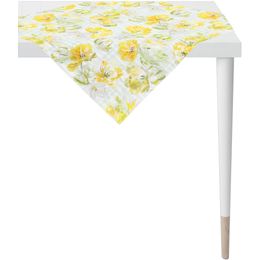 Mitteldecke Apelt "6405 SPRINGTIME, Fr&uuml;hjahrsdeko, Fr&uuml;hling" Gr. 1, gelb (wei&szlig;, gelb, natur), B:88cm L:88cm, Baumwolle, Polyester, Tischdecken, Mitteldecke, Digitaldruck