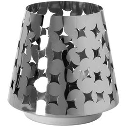 Windlicht Fink "Kerzenhalter LUMA", silber (silberfarben), H:19cm &Oslash;:19cm, Edelstahl, Kerzenhalter, Windlicht, aus Edelstahl, mit ausgestanzten Cut-Outs