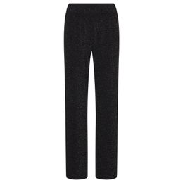 Schlupfhose GOLDNER "Kurzgr&ouml;&szlig;e Gl&auml;nzende, weite Jerseyhose VERA", Damen, Gr. 22, K-Gr, schwarz (schwarz, silberfarben), Obermaterial: 95% Polyester PES. 5% Elasthan EL., Hosen Schlupfhose