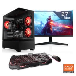 CSL Gaming-PC-Komplettsystem "AeroVision V24438", Energieeffizienz: E, schwarz, Microsoft Windows 11 Home (64 Bit), 16 GB RAM 500 GB SSD, Computer_Komplettsysteme, Gaming-PC-Komplettsystem