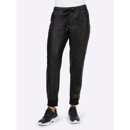 Jogger Pants Heine, Damen, Gr. 48, Normalgr&ouml;&szlig;en, schwarz, 100% Polyester, unifarben, 7/8-L&auml;nge, Hosen Jogger Pants
