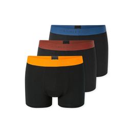 Boxershorts Schiesser "Boxershort 3PACK Shorts 3er Pack", Herren, Gr. L, bunt (schwarz, rot, orange), Obermaterial: 95% Baumwolle CO. 5% Elasthan EL., Unterhosen Boxershorts