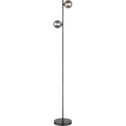 OTTO HOME Stehlampe "Aivven, Metall schwarz-chromfarben, rauchfarbenes Glas", schwarz (schwarz, chrom, rauchfarben), 2, &Oslash; 10cm H: 150cm, 1 Stk., Leuchten, 180cm Kabell&auml;nge, 2x LED exkl., Stehlampe