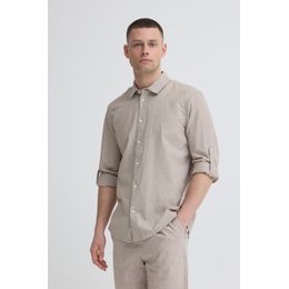 Langarmhemd Blend "BHABAN SHIRT PP NOOS", Damen, Gr. XXL, N-Gr, crockery, Web, Obermaterial: 70% Baumwolle, 30% Leinen, Leinenoptik, unifarben, regular fit, Krempel&auml;rmel 1-Knopf-Manschette mit Schlitz, Hemden Langarmhemd