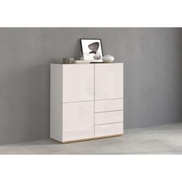 Highboard OTTO HOME "GARDA,Kommode, Made in Italy, Breite 102 cm, H&ouml;he 110 cm, grifflos", fronten: wei&szlig; hochglanz korpus: wei&szlig; matt, B:102cm H:110,2cm T:35cm, FSC-zertifizierter Holzwerkstoff, Sideboards, Highboard, Hochglanzlackierte Fronten, Korpus matt, grifflos