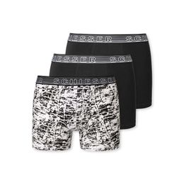 Boxershorts Schiesser "Boxershort 3er Pack", Jungen, Gr. 176, schwarz (schwarz, wei&szlig;), Obermaterial: 95% Baumwolle CO. 5% Elasthan EL., Unterhosen Boxershorts