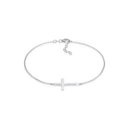 Fu&szlig;kette Elli "Fu&szlig;schmuck Kreuz Religion Glaube Filigran Trend 925 Silber" Gr. 22, silber, Fu&szlig;ketten, Damen, Silber 925 (Sterlingsilber), Fu&szlig;kette