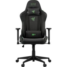 Strong Gaming-Stuhl "Tarok Essentials X Cloth by Zen, atmungsaktiver Stoffbezug", schwarz (scharz, gr&uuml;n, schwarz, schwarz), Stoff, St&uuml;hle, Lendenkissen und Kopfkissen, bis 130kg, Gaming-Stuhl