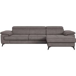 Ecksofa COTTA "Astra L-Form, B: 300 cm", dunkelgrau, B:300cm T:169cm, 100% Polyester (PES), Sofas, Ecksofa, mit Kopfteilverstellung, optional Bettfunktion & Bettkasten