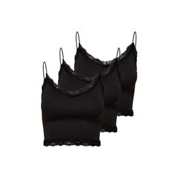 T-Shirt Only "T-Shirt ONLVICKY LACE SEAMLESS CROPPED TOP 3P 3er Pack", Damen, Gr. L-XL, schwarz, Obermaterial: 92% Polyamid PA. 8% Elasthan EL., Shirts T-Shirt