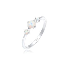 Silberring Elli "Ring Opal Rund Trio Vintage 925er Silber" Gr. 54, silber, Fingerringe, Damen, 54, Silber 925 (Sterlingsilber), Silberring