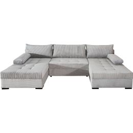 Wohnlandschaft Collection AB "Josy U-Form, B: 307 cm", grau (hellgrau), B:307cm H:41cm T:161cm, 100%Polyester, Sofas, Wohnlandschaft, mit Bettfunktion & Bettkasten, Federkern